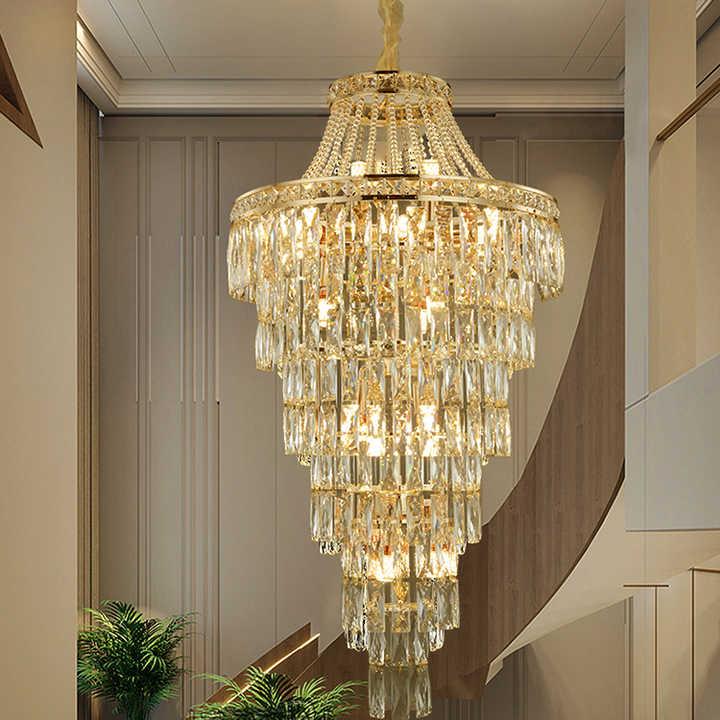 Luxury Gold LED Crystal Chandelier – Modern Hanging Pendant Light for ...